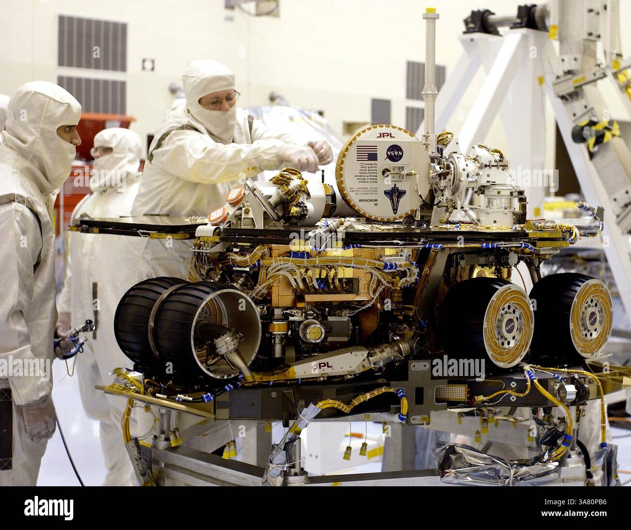 Kennedy Space Center, Florida, USA. 28th Mar, 2003. Technicians do ...
