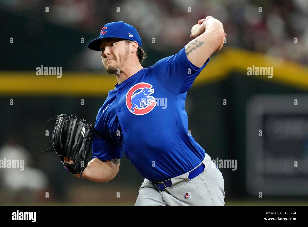Chicago Cubs starting pitcher Justin Steele throws against the Arizona ...