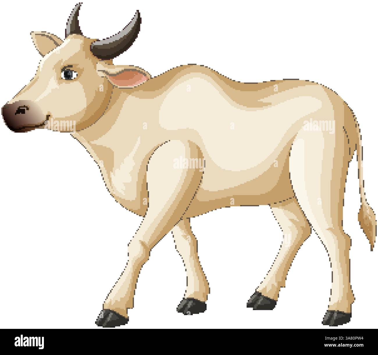 Detailed vector illustration of a domestic cow with realistic shading ...