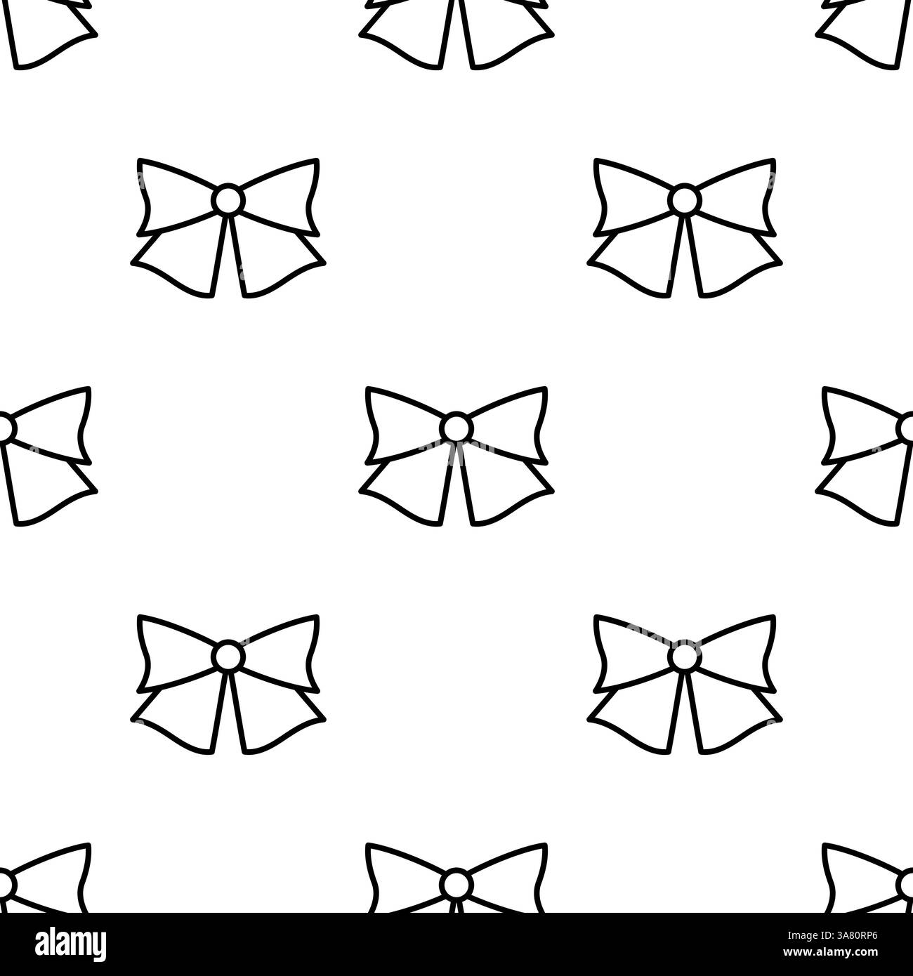 Hand drawn tied bow seamless pattern. Single line illustration. Line ...