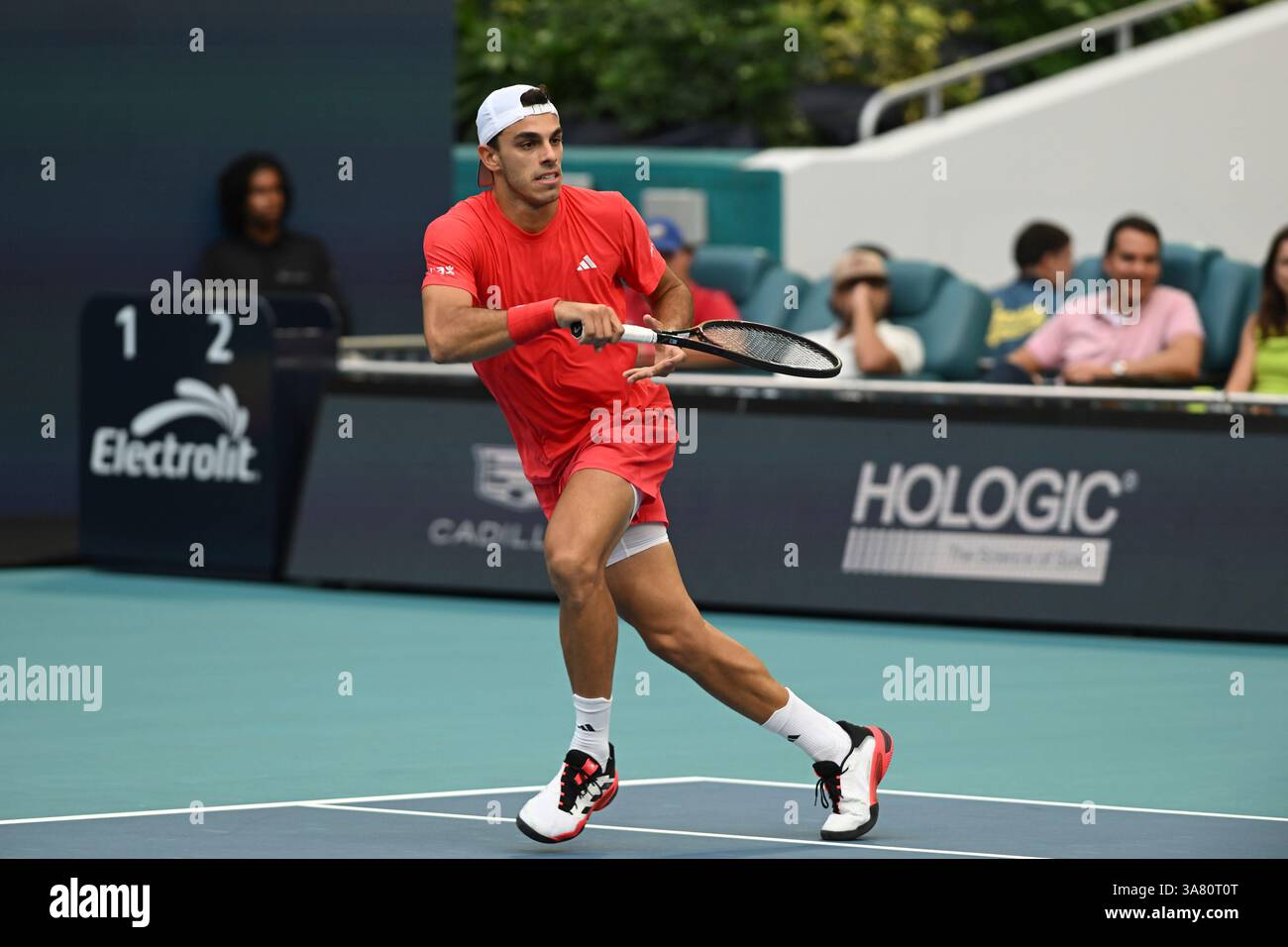 MIAMI GARDENS, FL - MARCH 26: Francisco Cerundolo (ARG) in action ...