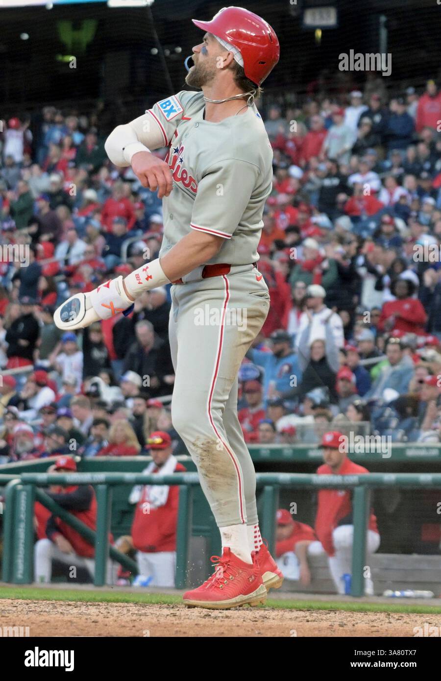 WASHINGTON, DC - MARCH 27: Philadelphia Phillies first baseman Bryce ...
