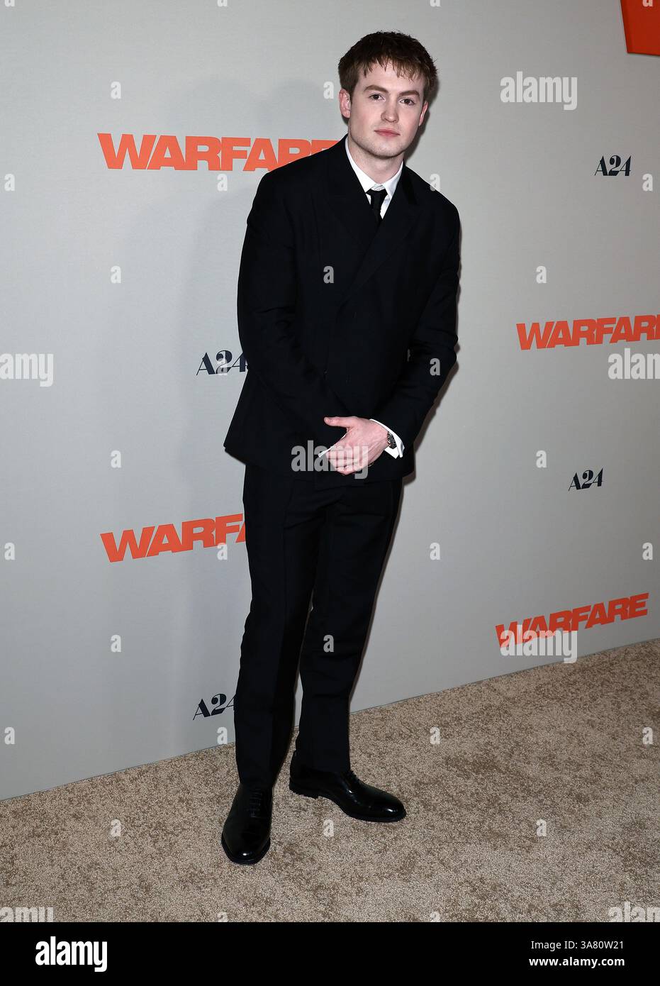 Kit Connor arrives at The Los Angeles Red Carpet Premiere of WARFARE ...