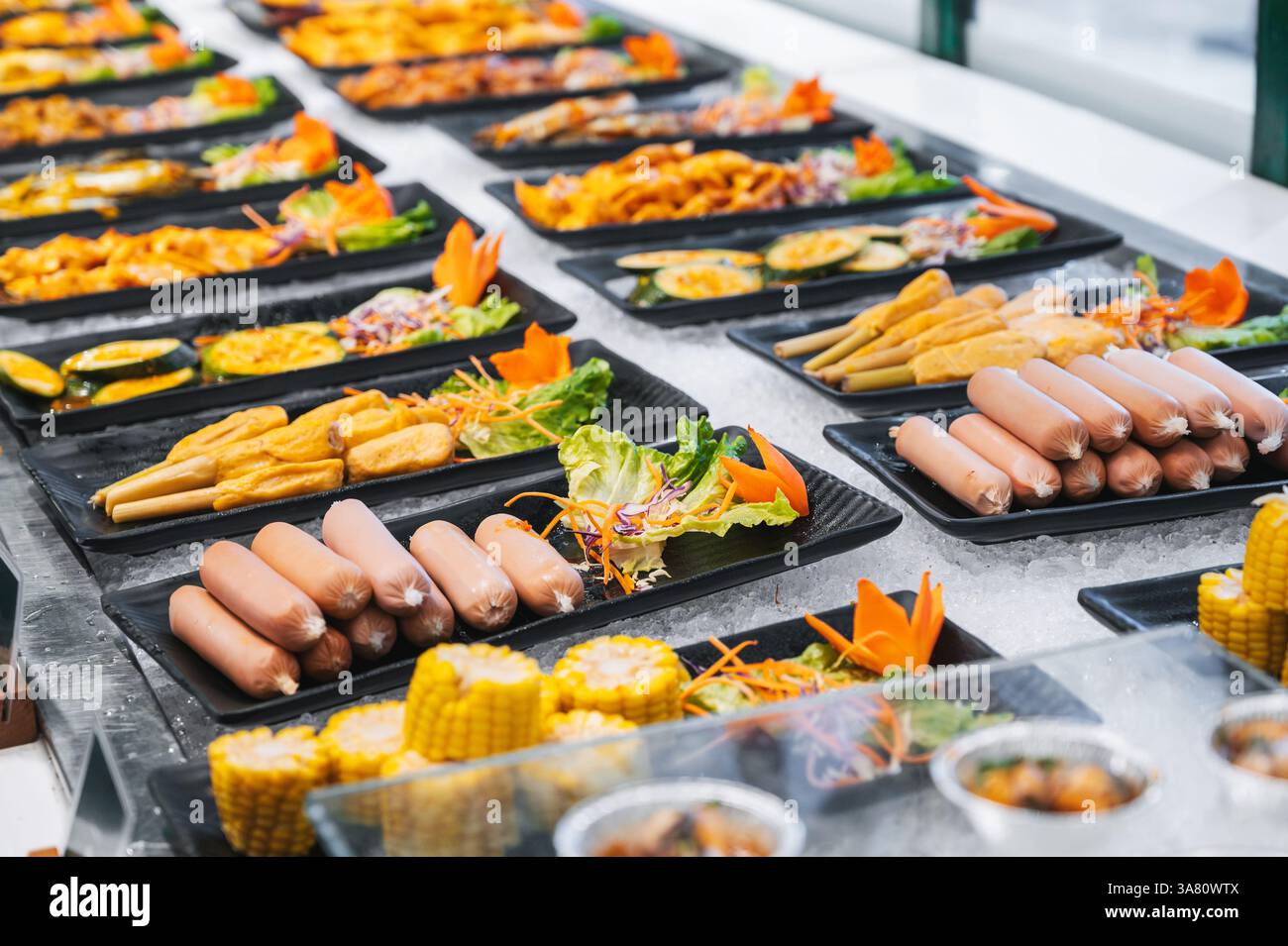 assorted of vietnamese food in Asian self-service buffet in the hotel ...