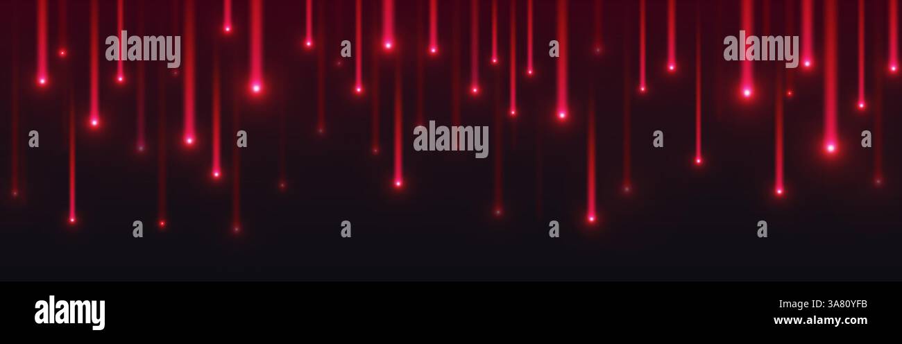 Abstract red meteor rain on black background. Vector realistic ...