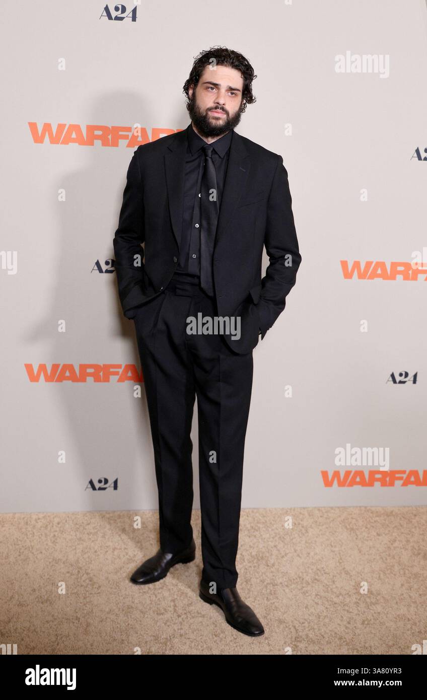 Noah Centineo at the Los Angeles premiere of A24's 'Warfare' held at ...