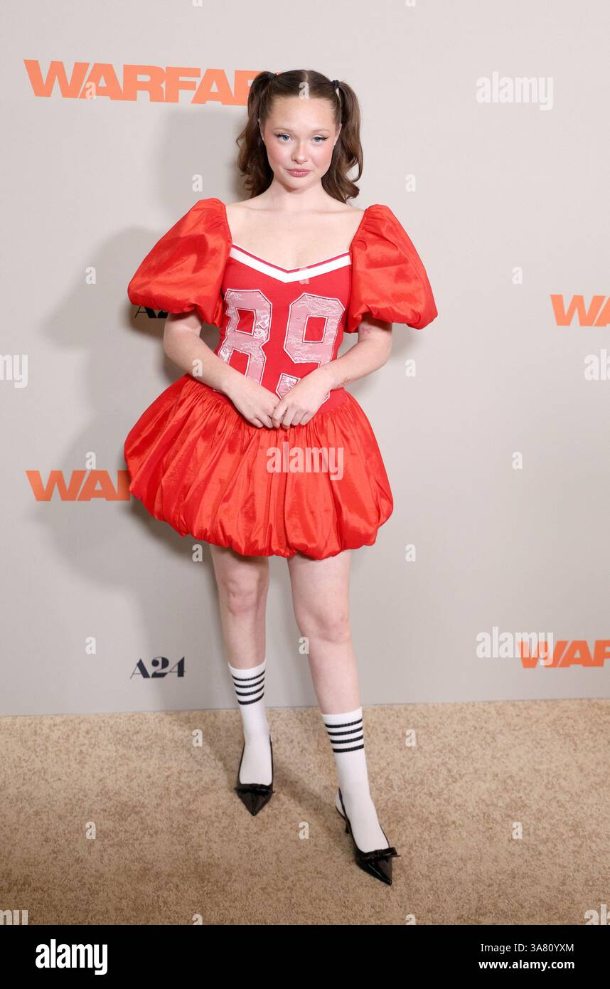 Zoe Colletti at the Los Angeles premiere of A24's 'Warfare' held at the ...