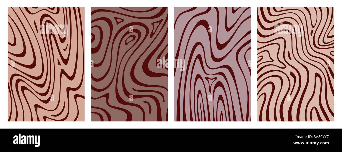 Psychedelic optical illusion wave pattern elements set - wavy lines ...