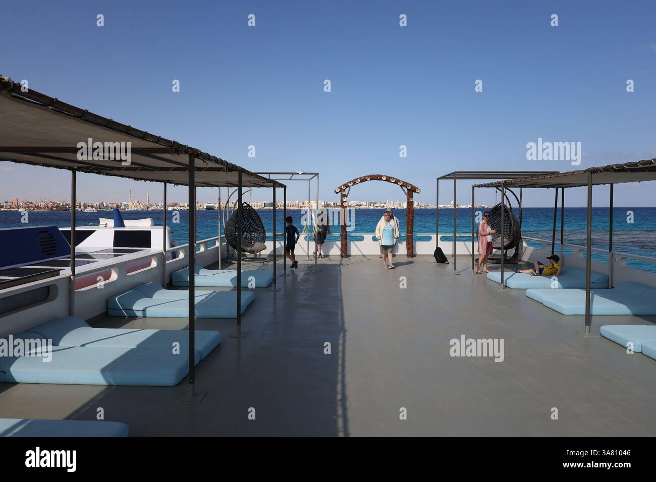 diving rest floor of the platform for tourist boats and submarines in ...