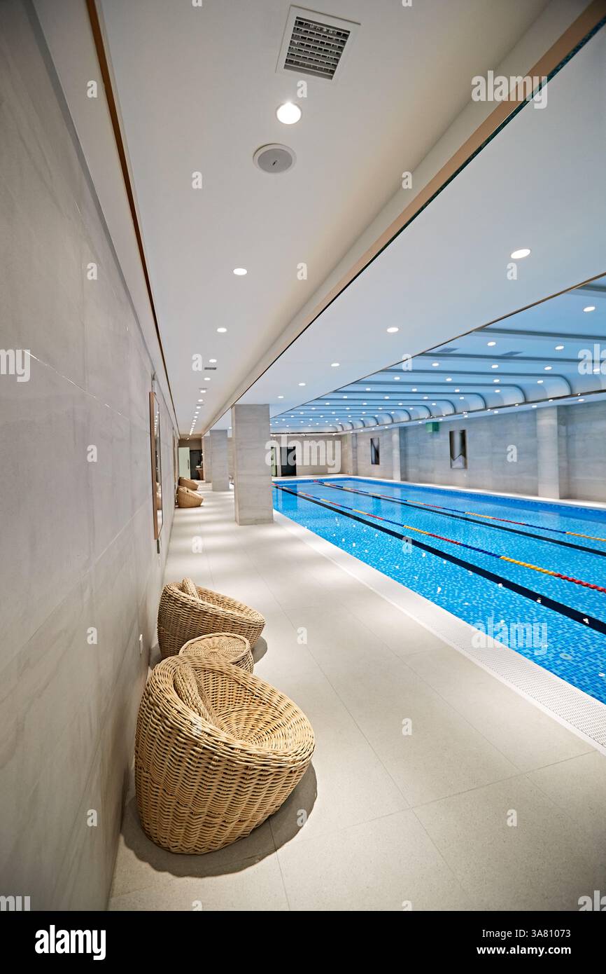 Luxury Indoor Swimming Pool with Curved Ceiling Stock Photo - Alamy