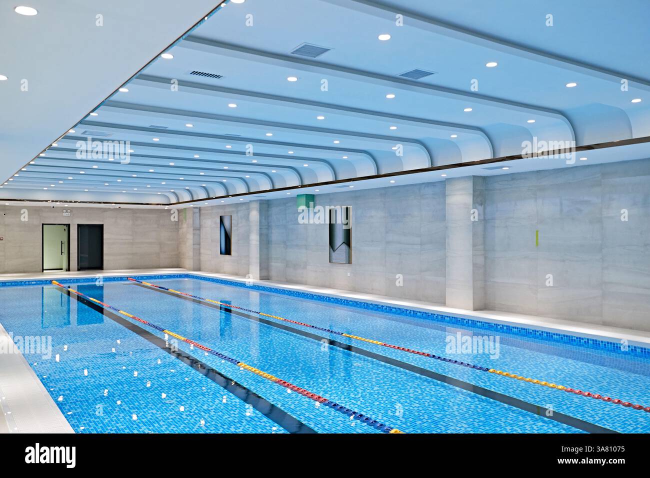 Luxury Indoor Swimming Pool with Curved Ceiling Stock Photo - Alamy