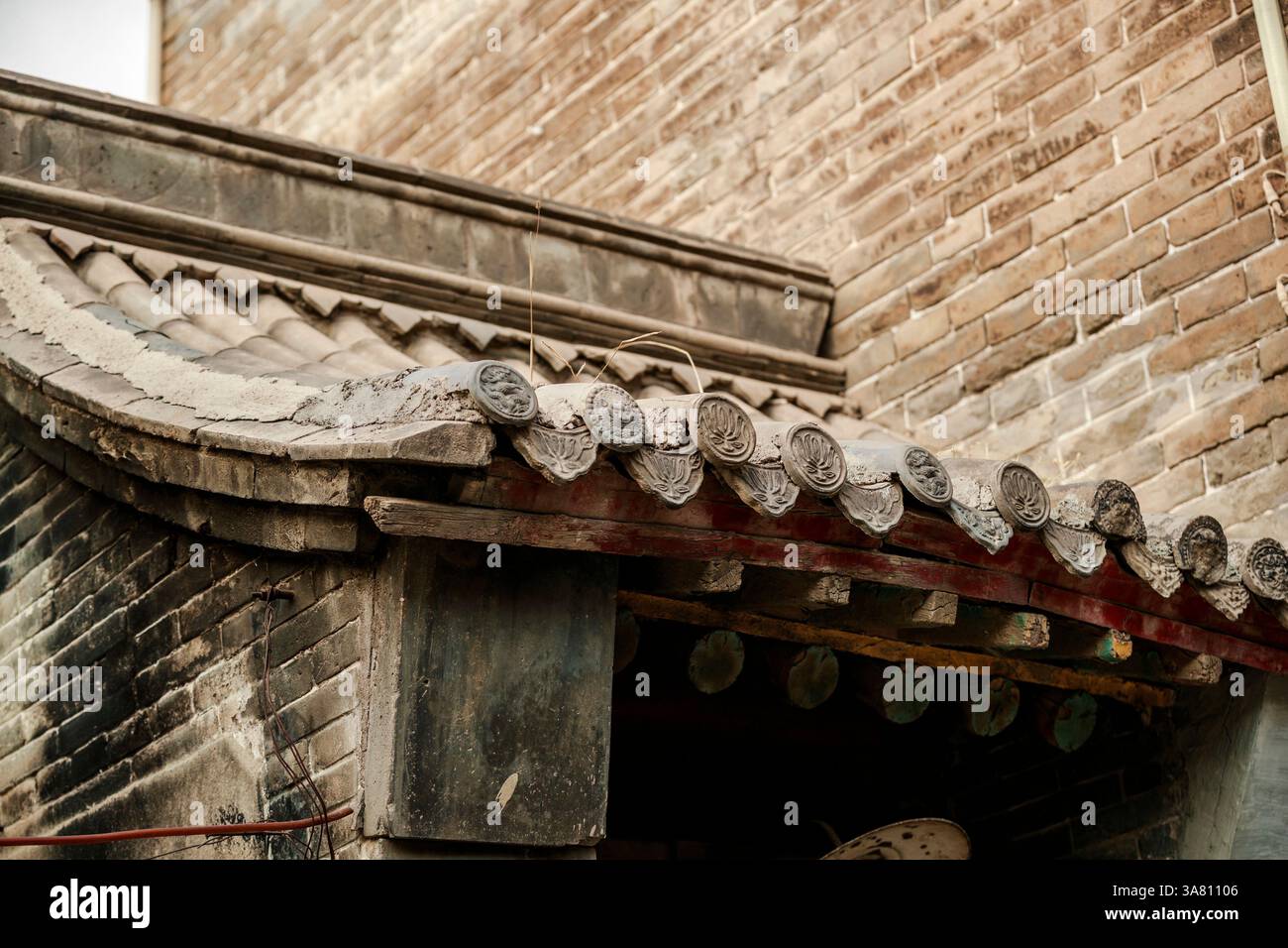 Traditional Roof Tiles with Decorative Elements Stock Photo - Alamy