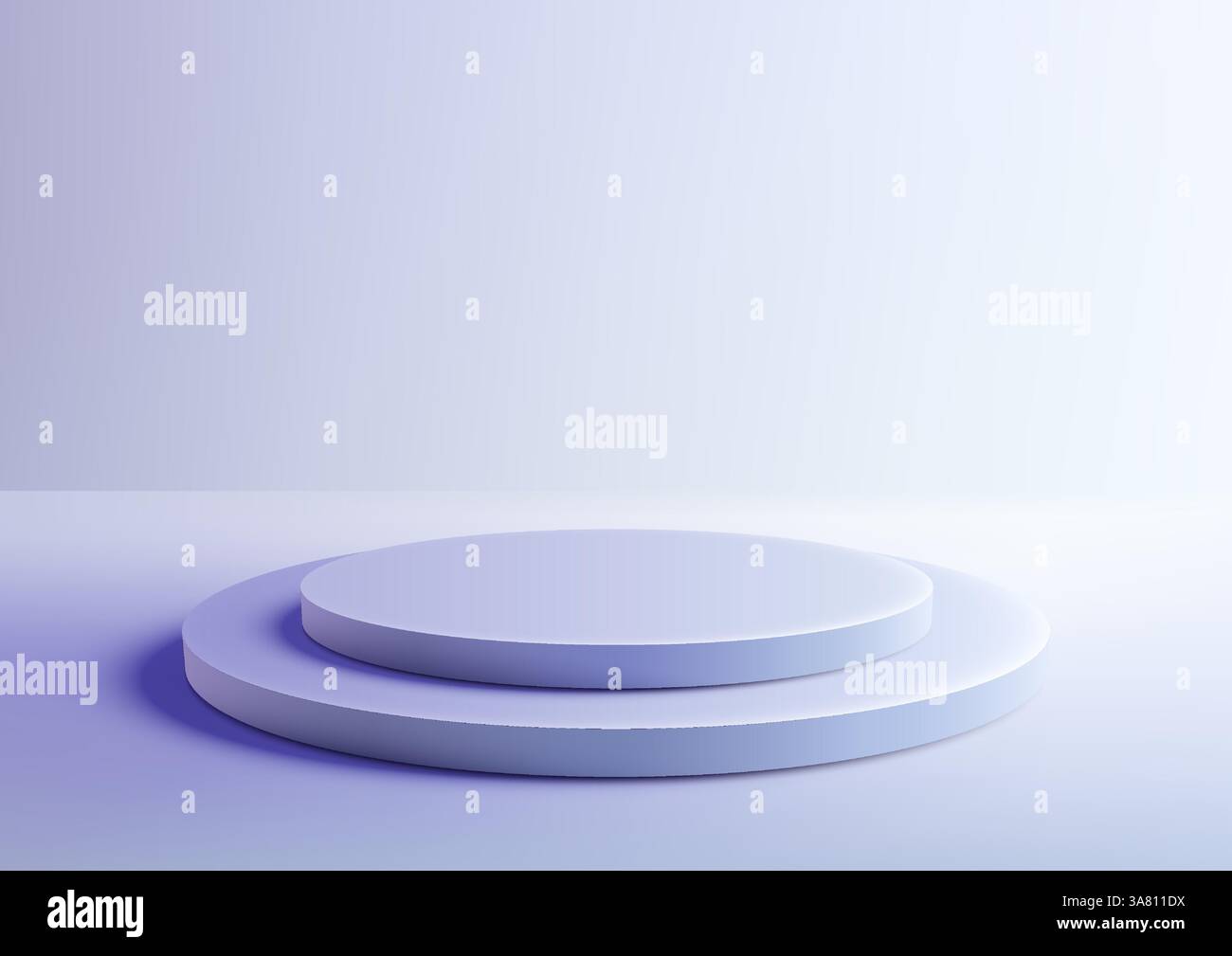 3d two tiered round podium in soft gradient light purple tones, perfect ...