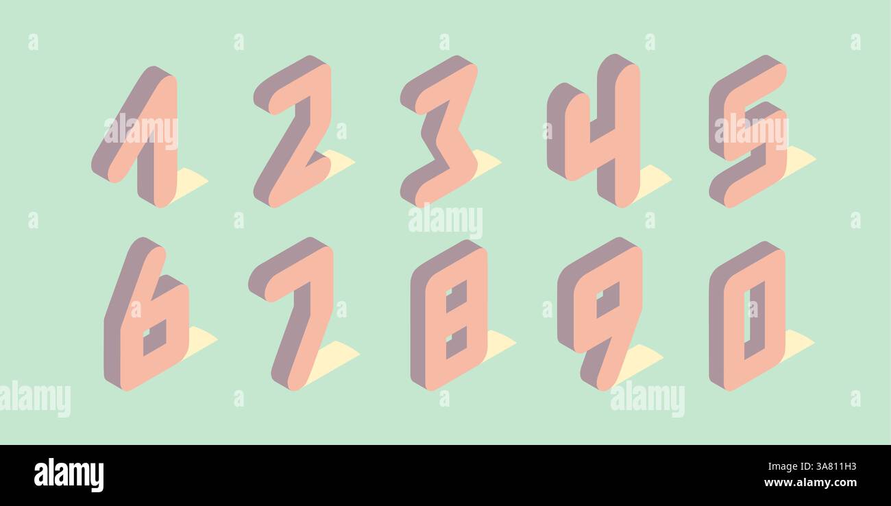 Numbers set modern style. Icons. Design elements. 3d vector ...