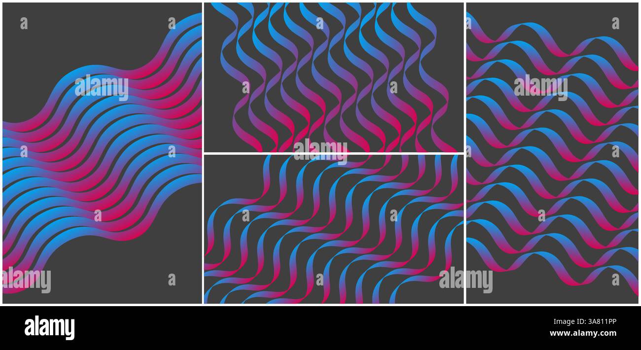 Abstract dynamic template with wavy curved ribbons. Modern cover design. Cover design template ...