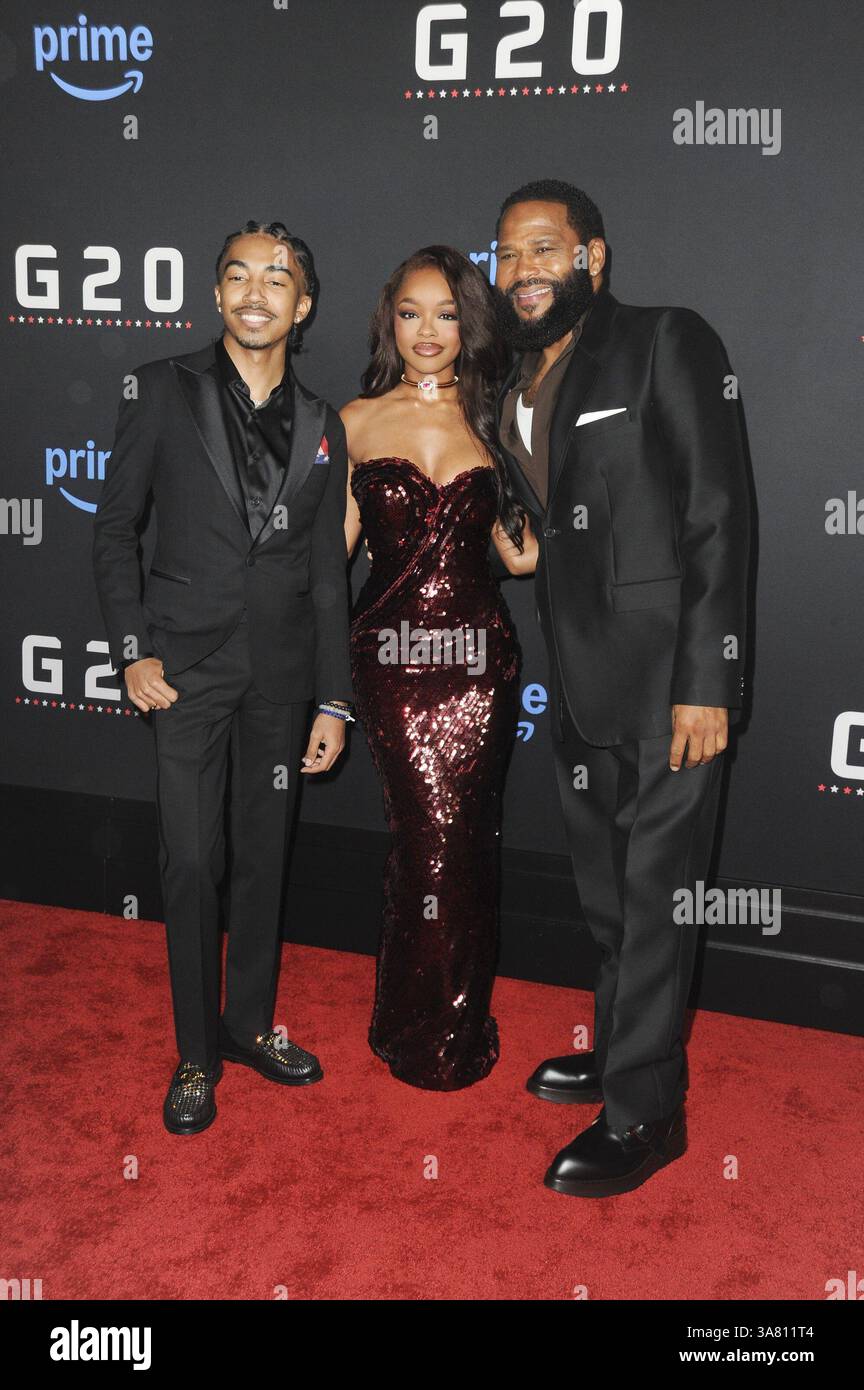 Ca. 27th Mar, 2025. Miles Brown, Marsai Martin, Anthony Anderson at arrivals for G20 World ...