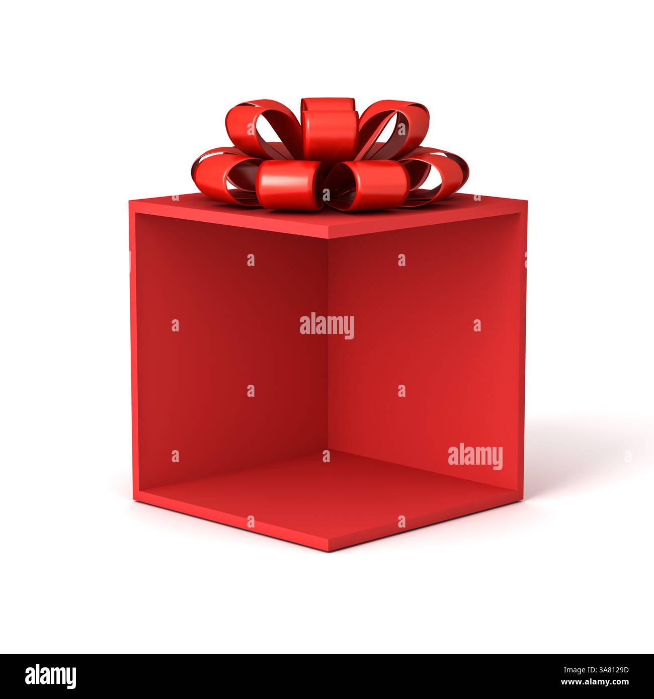 Blank red products display corner gift box mock up stand showcase with ...