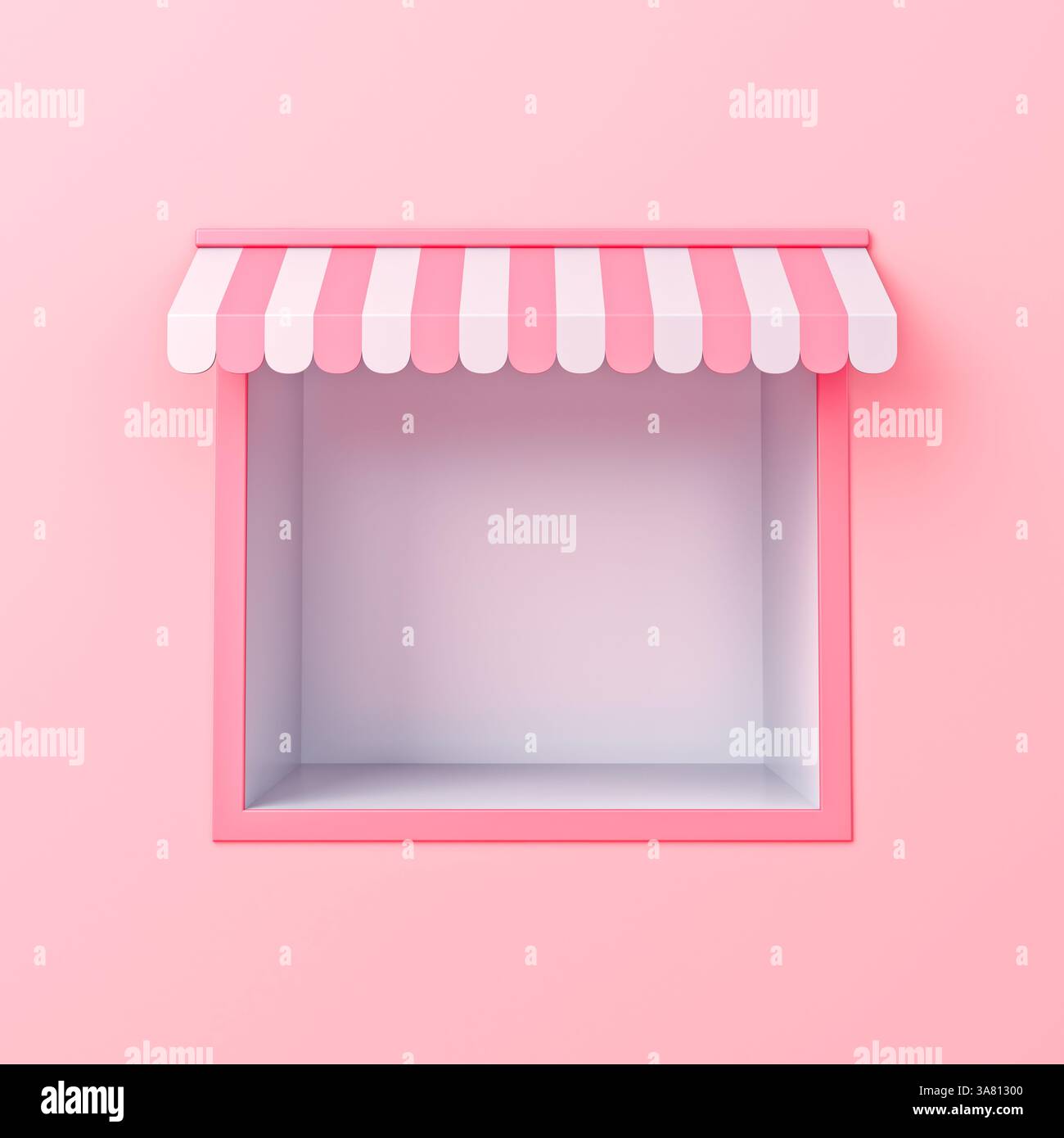 Blank sweet exhibition booth store showcase box with pink striped ...