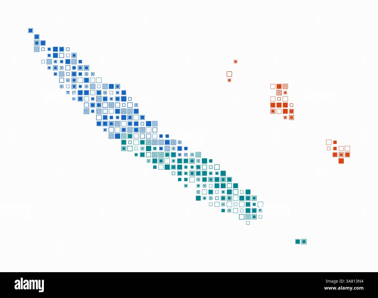 New Caledonia, shape of the country built of colored cells. Digital ...