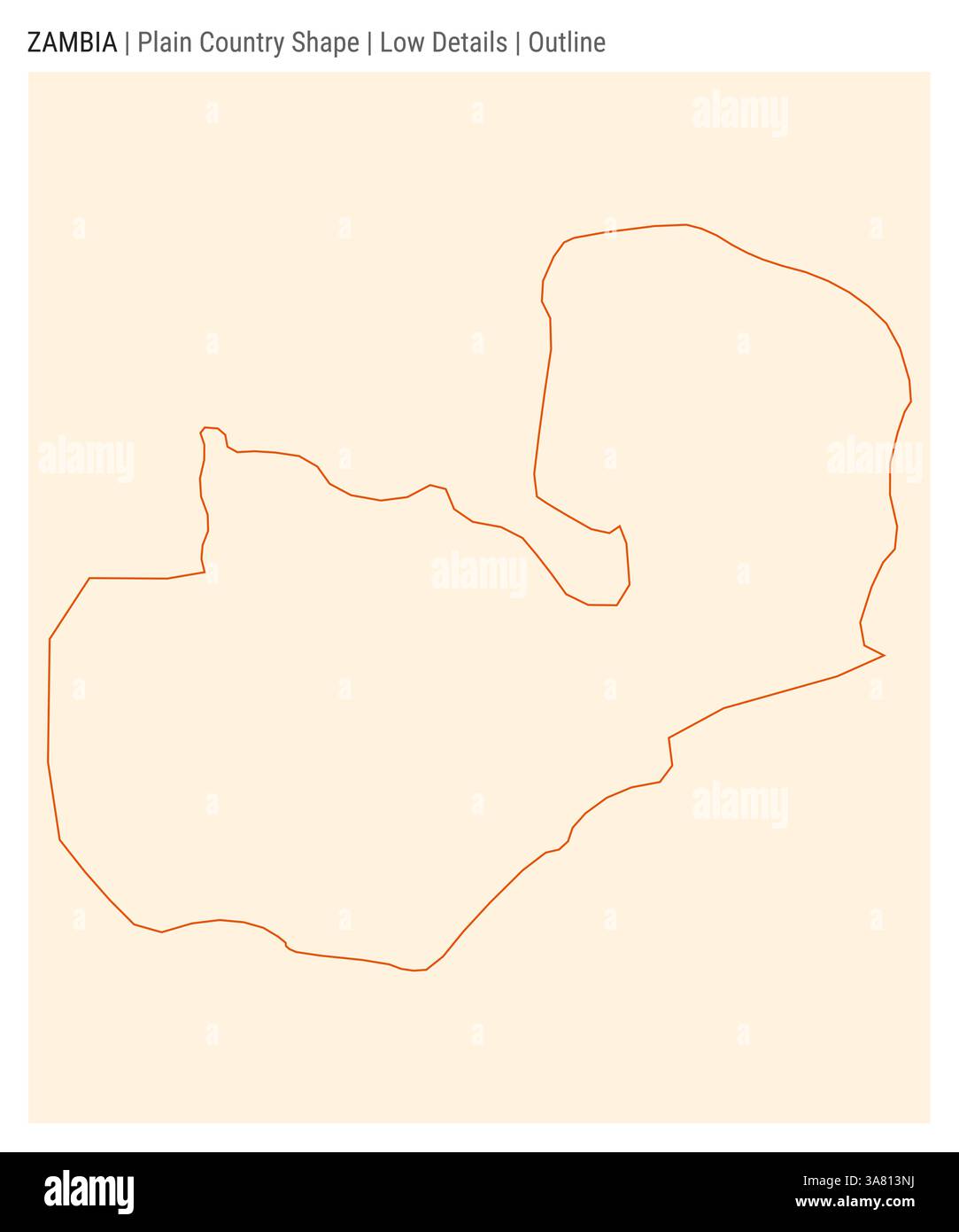Zambia plain country map. Low details. Outline style. Shape of Zambia ...