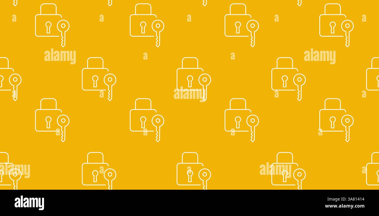 Creative lock and key pattern on vibrant yellow background for modern ...