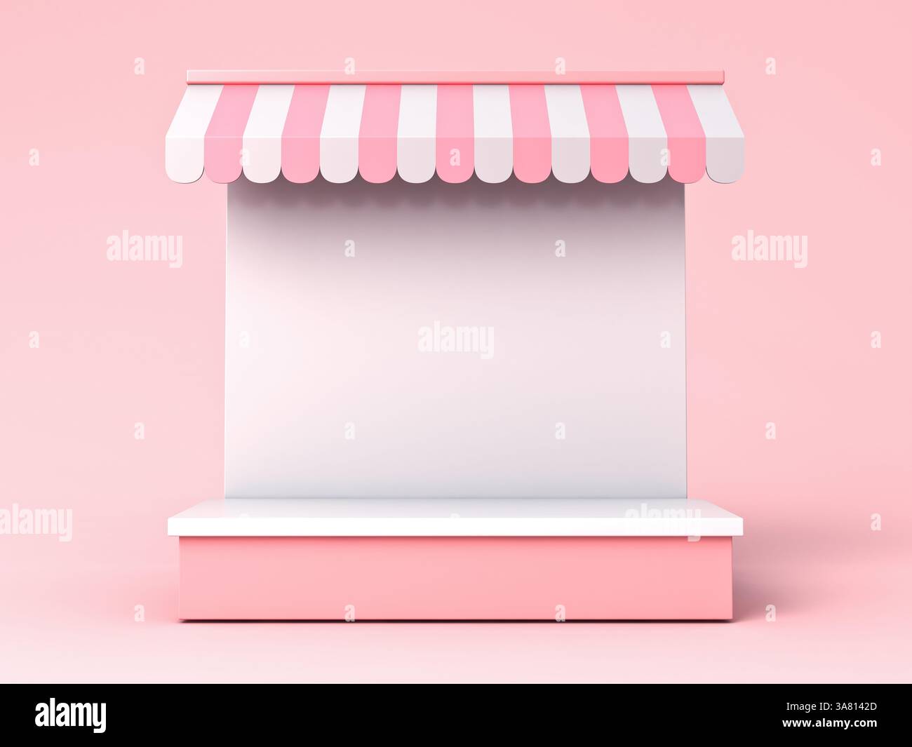 Blank sweet pink white exhibition kiosk booth design store or blank ...