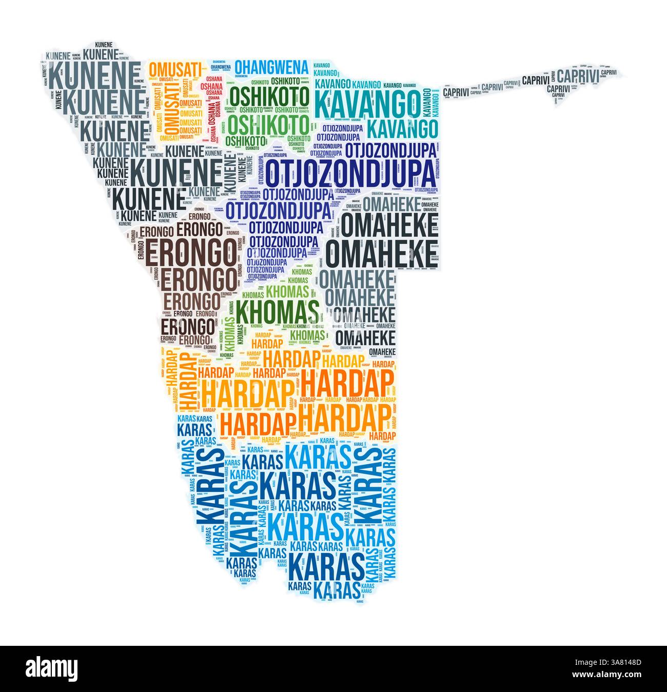Namibia region word cloud. Country shape design. Namibia colored ...