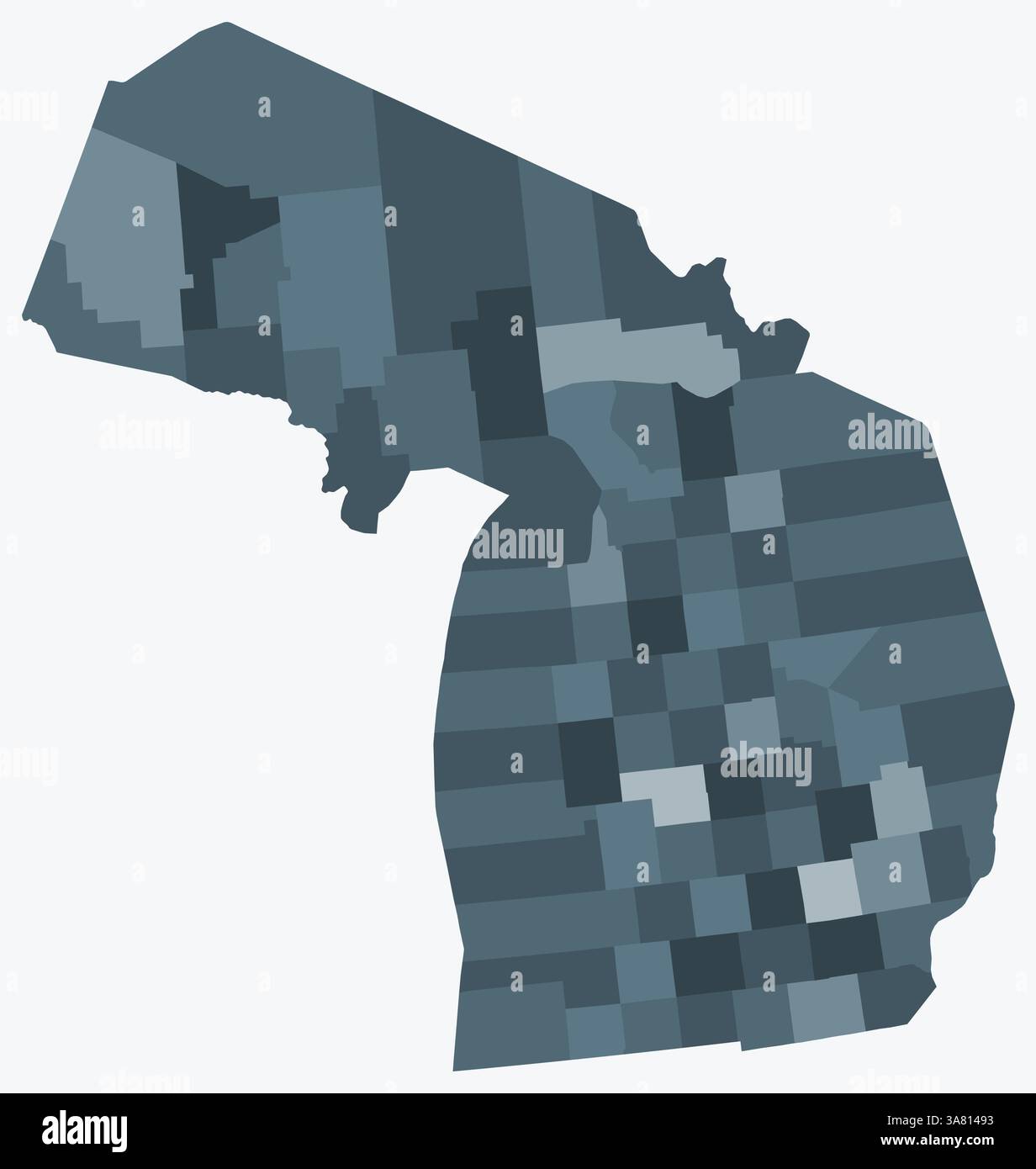Map of Michigan with counties. Just a simple state border map with ...