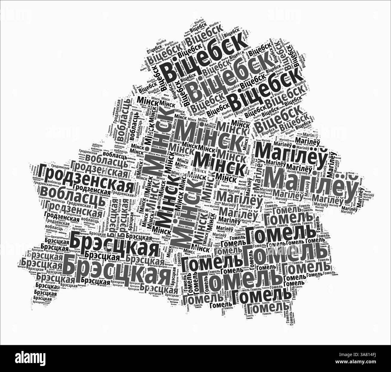 Belarus Text Style Regions. Country region names word clouds in ...
