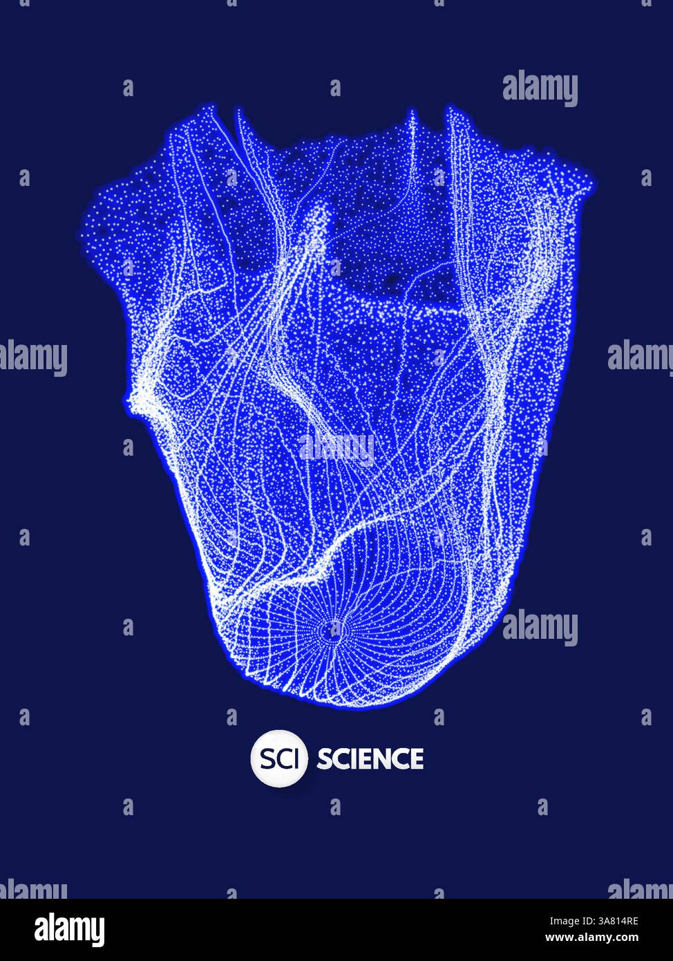 Array with dynamic particles. 3D molecular object for medicine, science ...