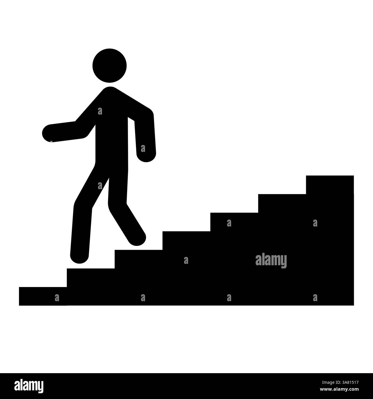 Person Walking Downstairs Icon Simple Human Silhouette on Steps Stock ...
