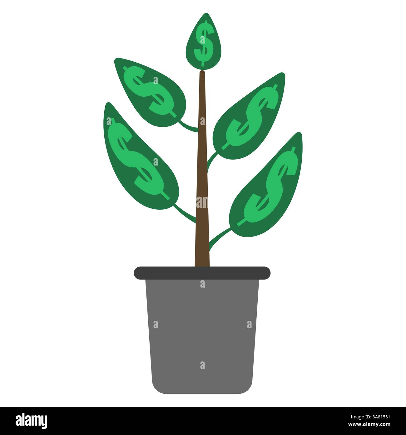 Plant with dollar symbol leaves representing financial growth money ...