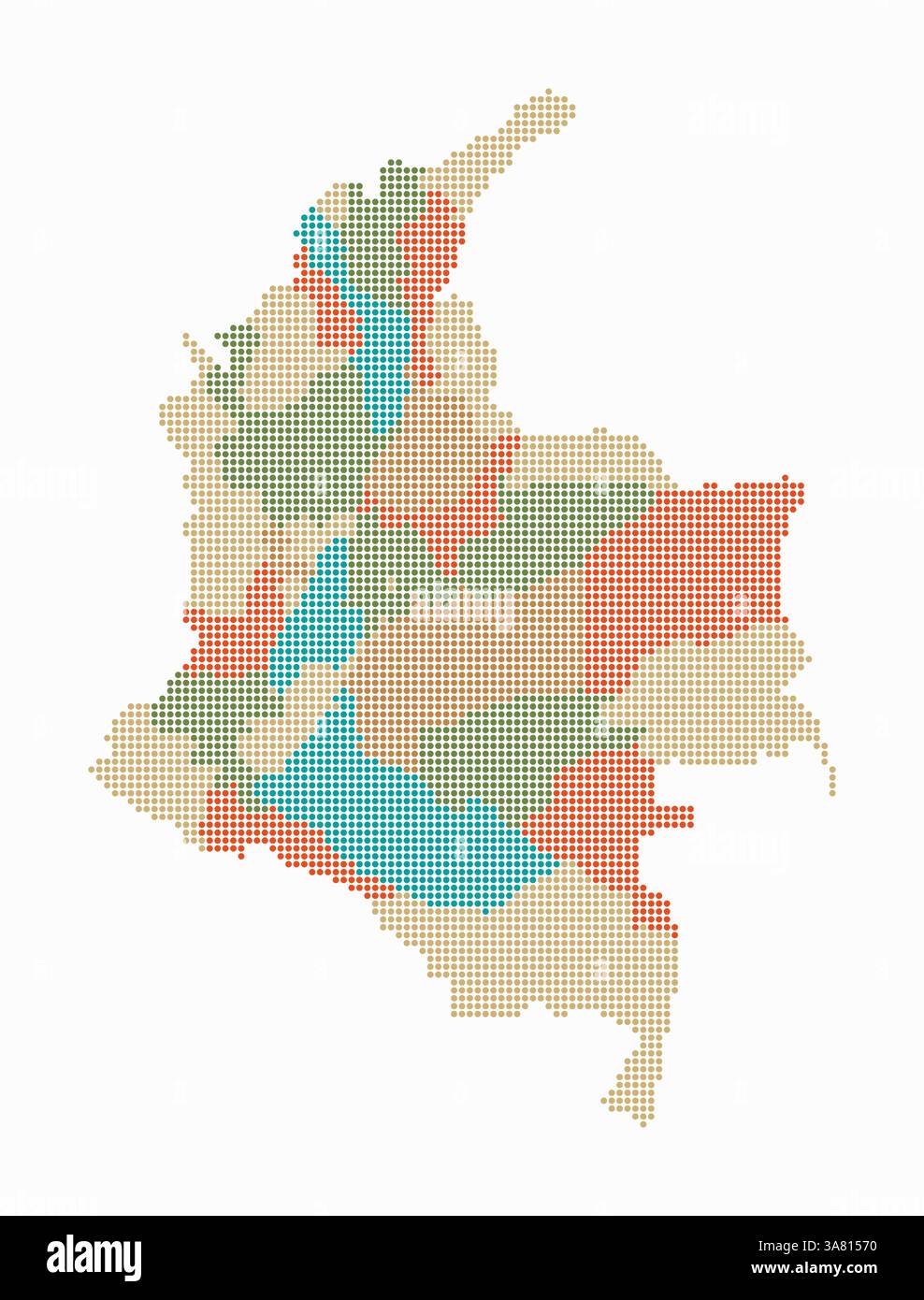 Colombia dotted map. Digital style map of the country on white ...