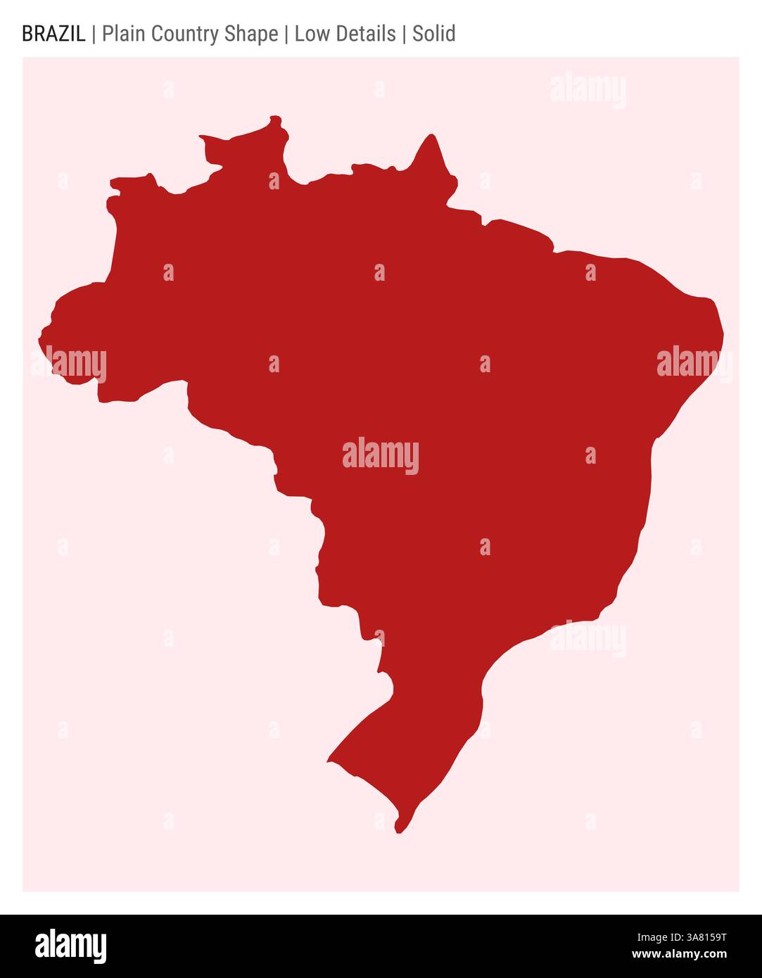 Brazil plain country map. Low details. Solid style. Shape of Brazil ...