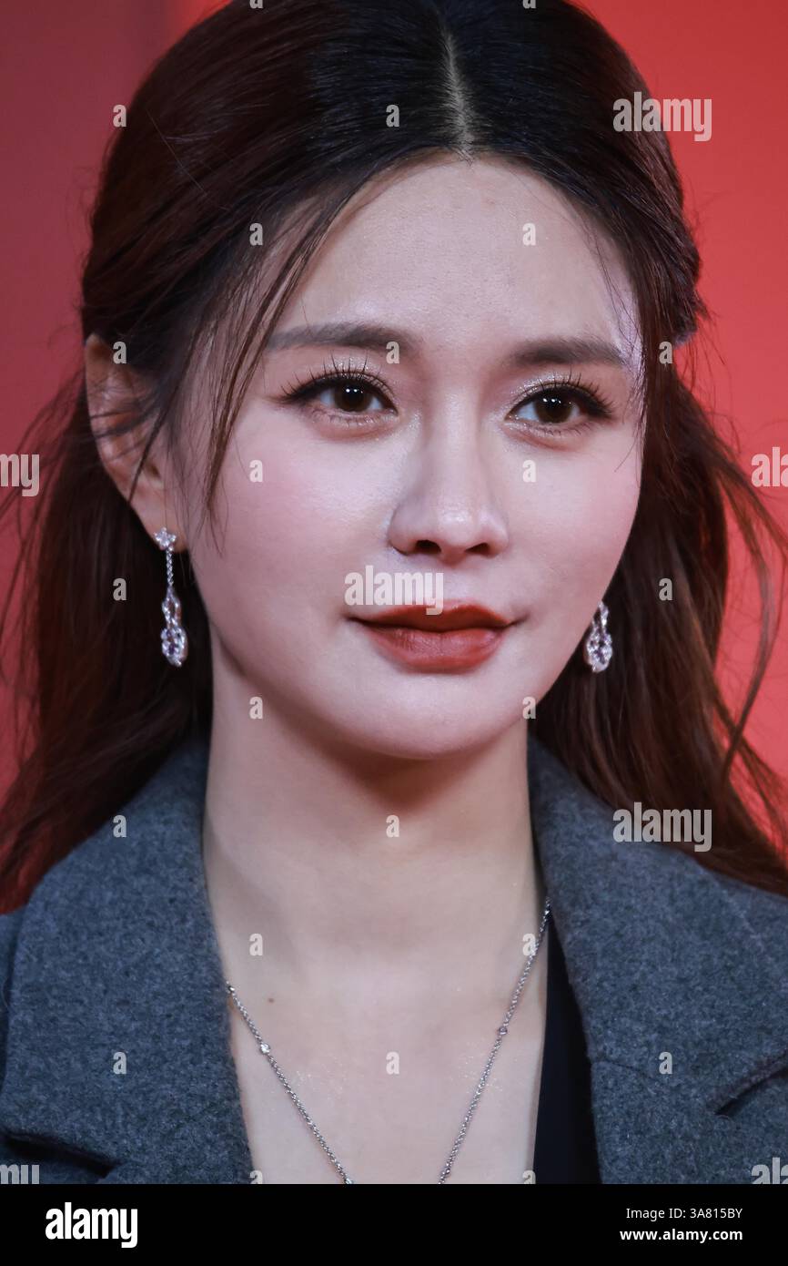 Chinese actress, host, and model Shen Mengchen attends an activity in Shanghai, China, 27 March ...