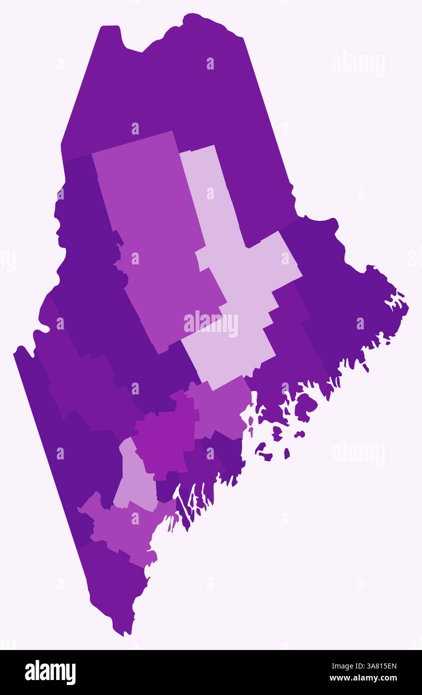 Map of Maine with counties. Just a simple state border map with county ...