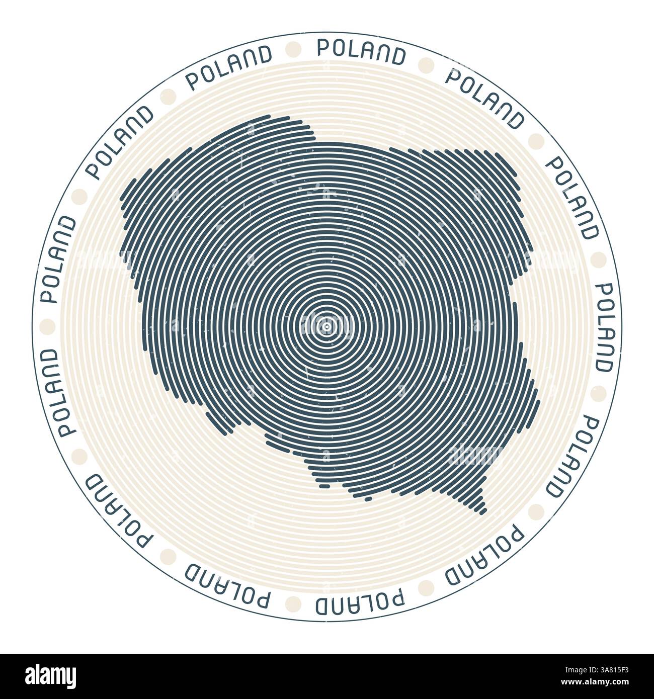 Poland shape radial arcs. Country round icon. Poland logo design poster ...