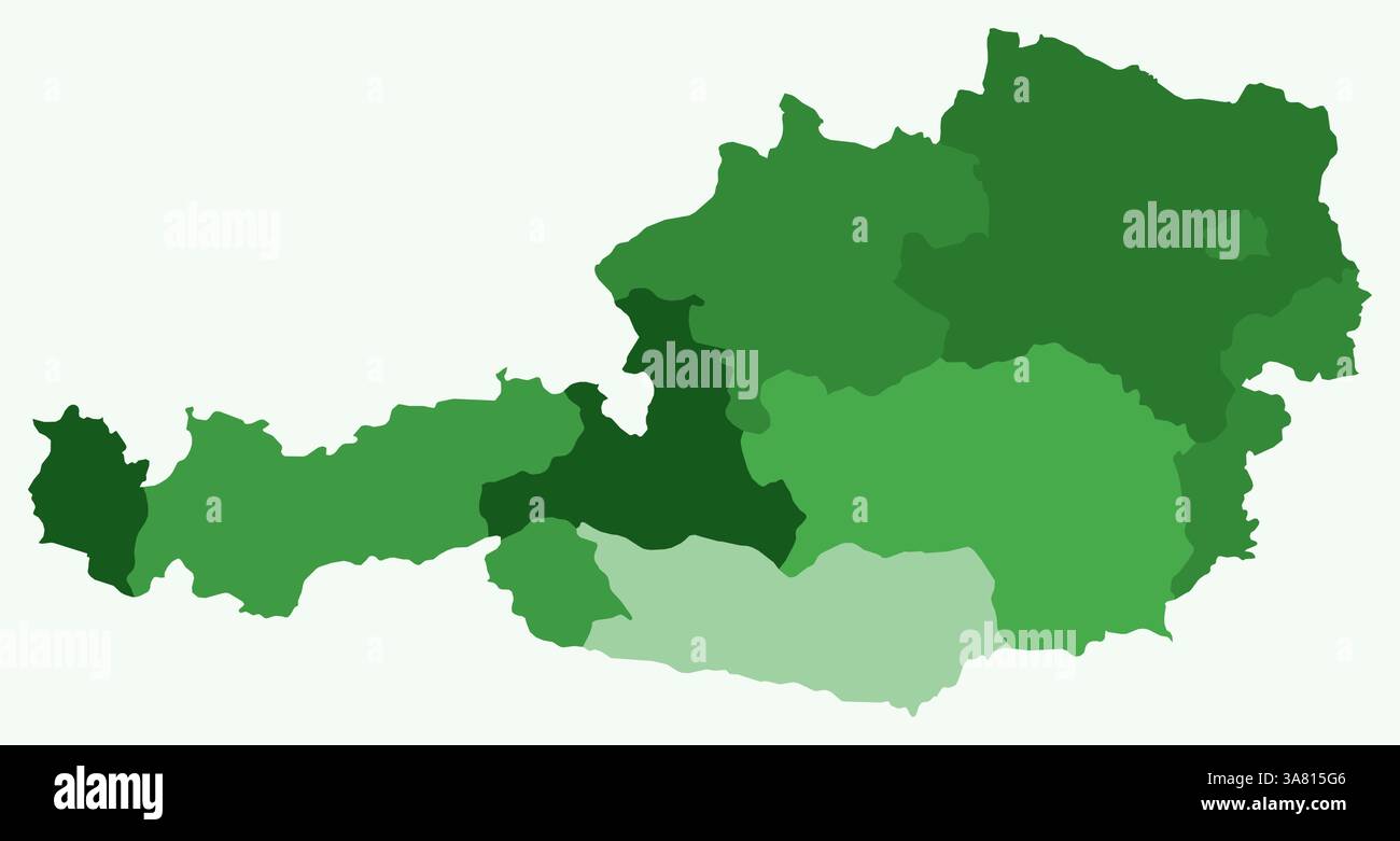 Map of Austria with regions. Just a simple country border map with ...