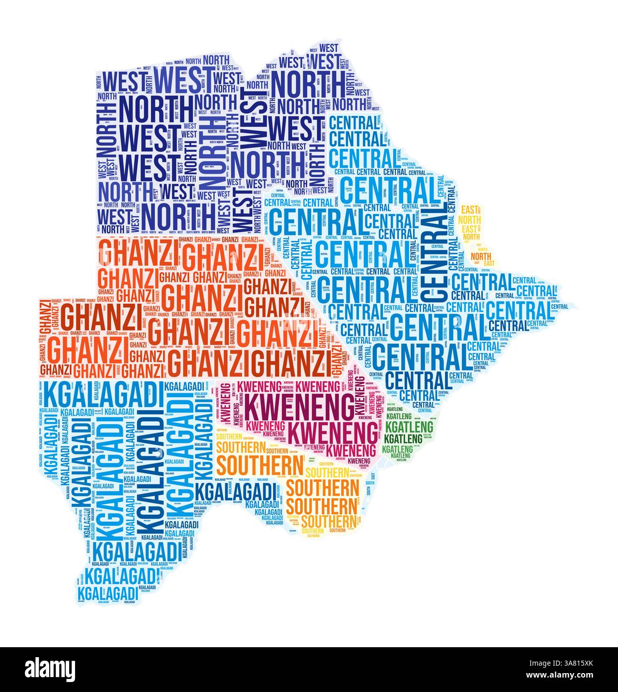 Botswana region word cloud. Country shape design. Botswana colored ...