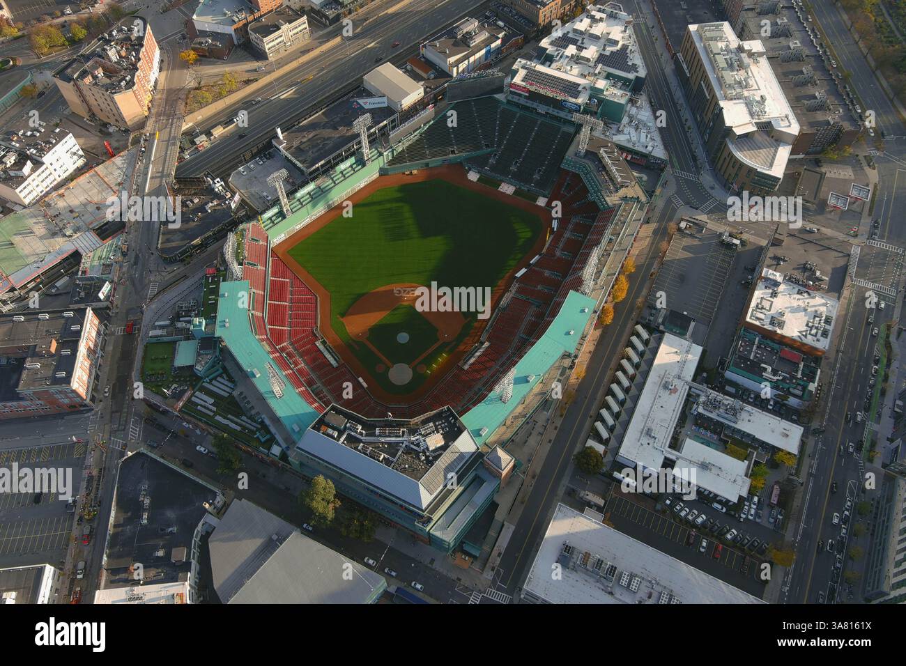 A general overall aerial view of Fenway Park, Sunday, Nov. 3, 2025, in ...