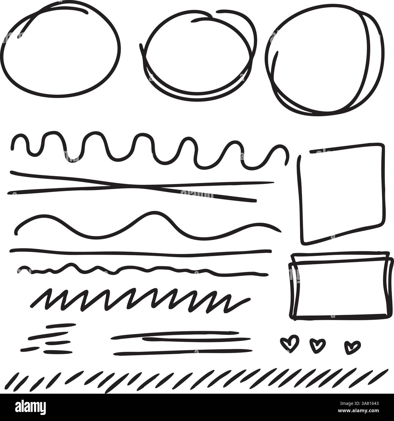 Black Oval Banner Frame Doodle Circle Outline Collection Stock Vector ...