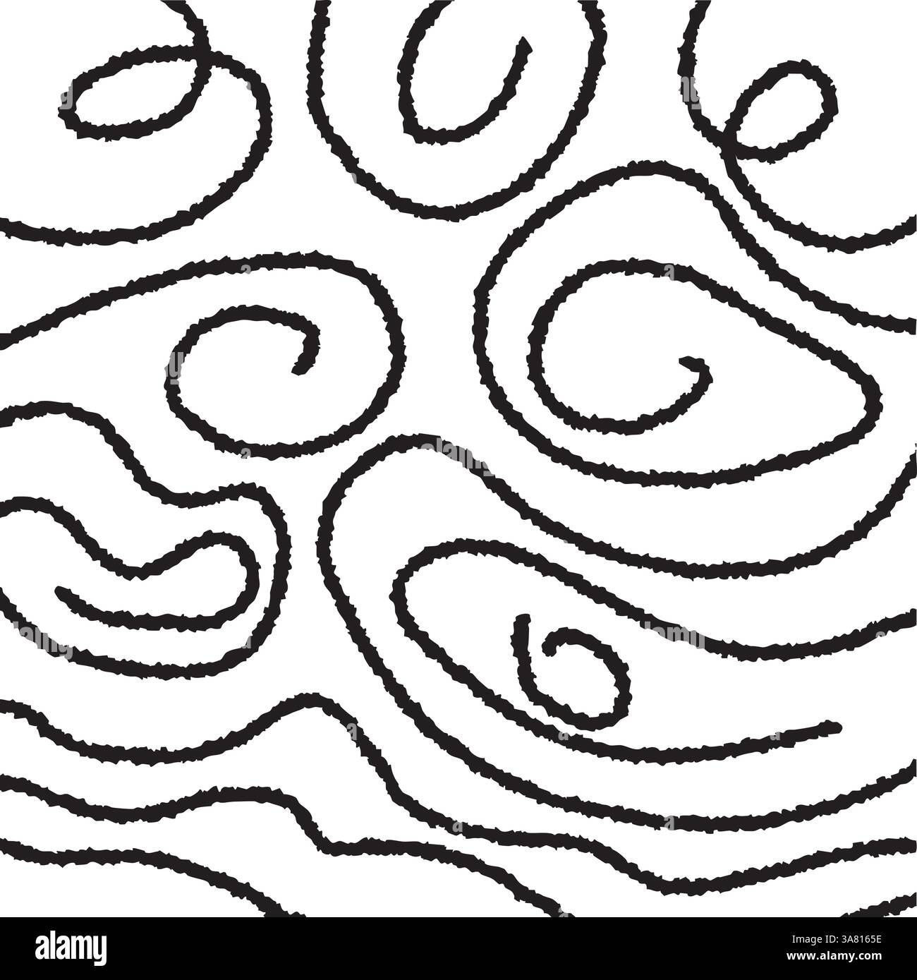 Black Abstract Curved Line Pattern Design on White Background Stock ...