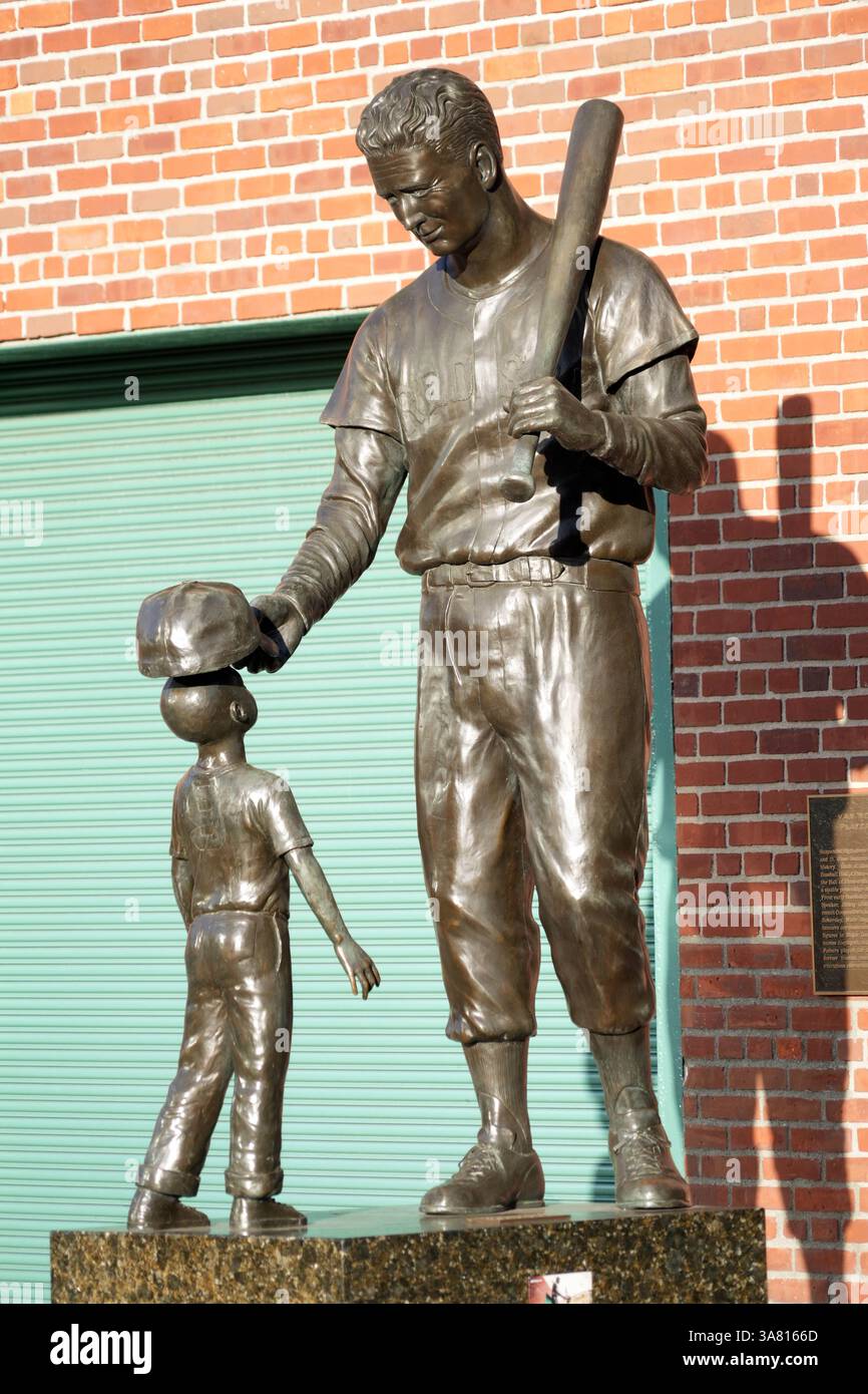 A statue of former Boston Red Sox player Ted Williams outside the ...