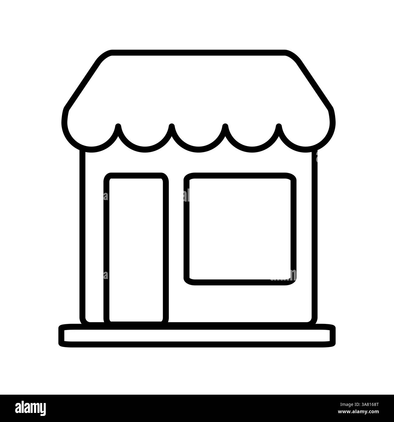 Simple line drawing of a market stall with awning and window Stock ...