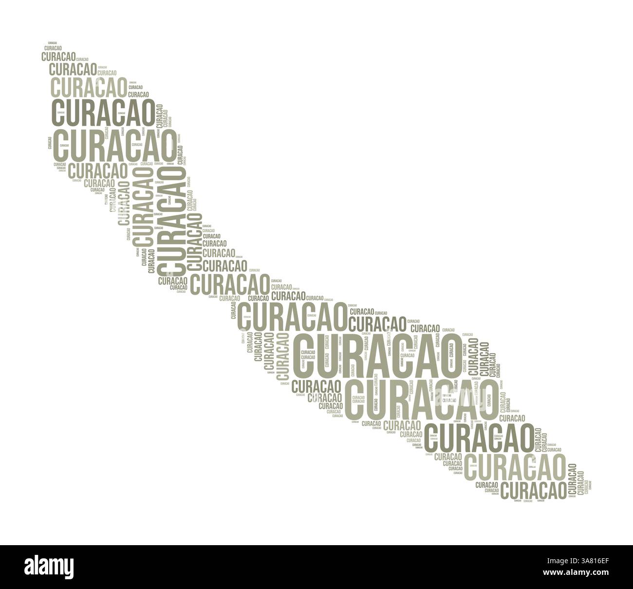 Curacao Word Cloud. Country shape with region division. Curacao ...