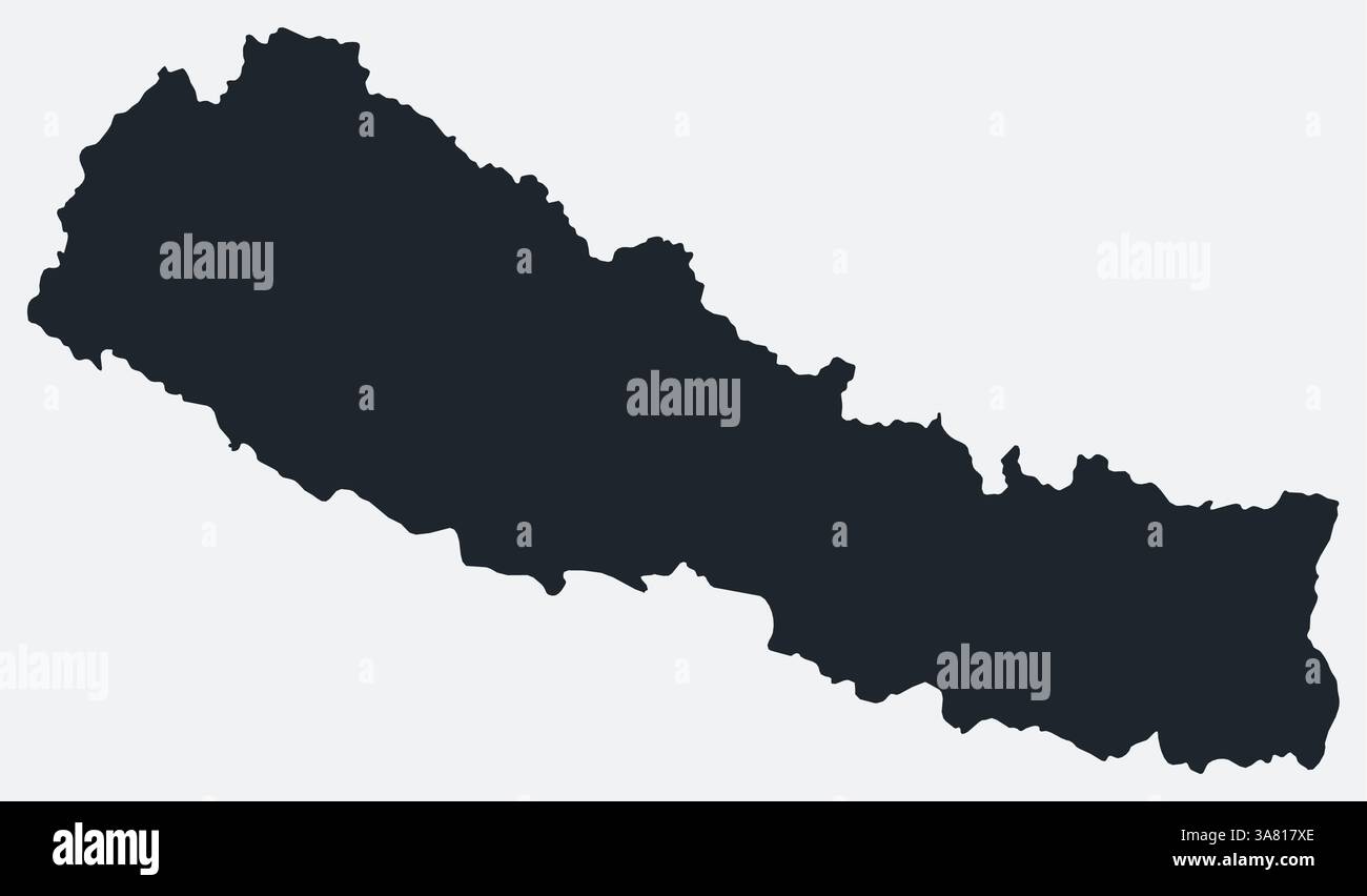 Nepal map. Just a simple border map. Shape of the country. Flat blank ...