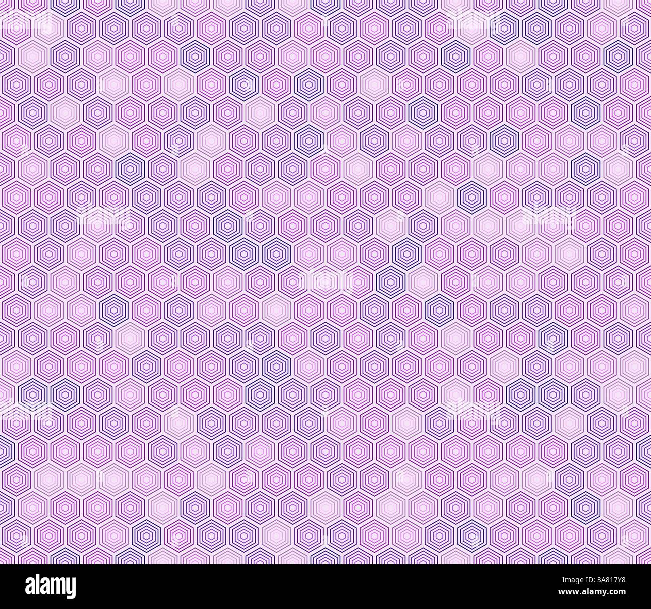 Vector seamless pattern. Purple color tones gradients. Hexagon stacked mosaic cells. Hexagon ...