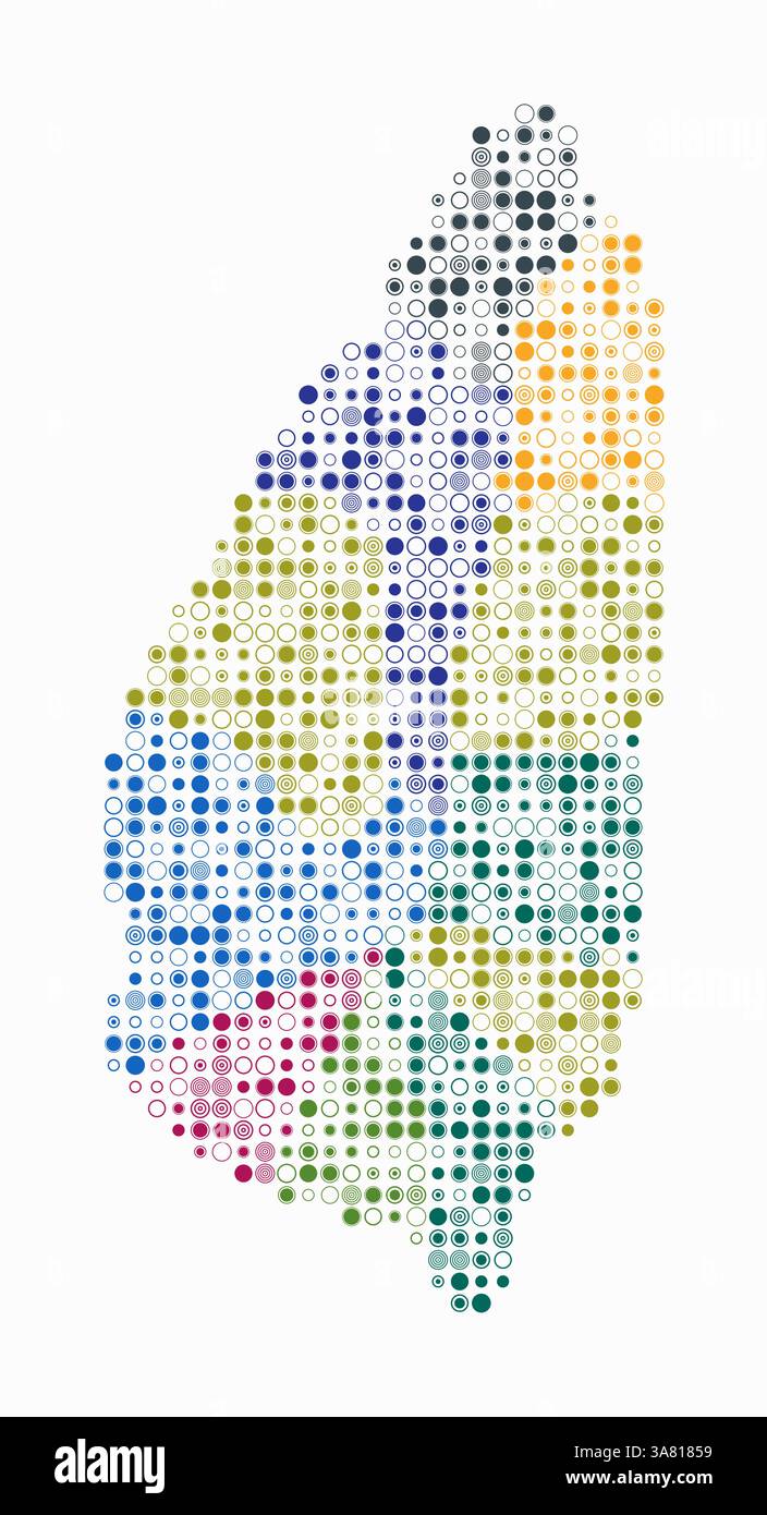 Saint Lucia, shape of the country built of colored cells. Digital style ...