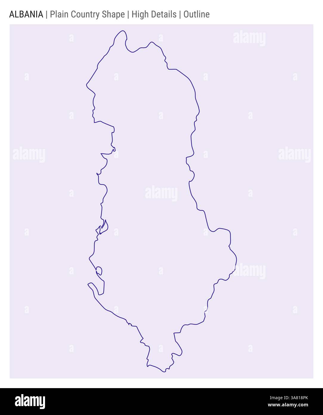 Albania plain country map. High Details. Outline style. Shape of Albania. Vector illustration ...