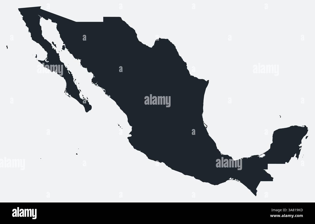 Mexico map. Just a simple border map. Shape of the country. Flat blank Mexico outline. Vector ...
